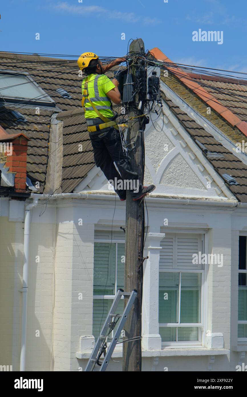 BT Telephone Engineer on a London Street Stock Photo - Alamy