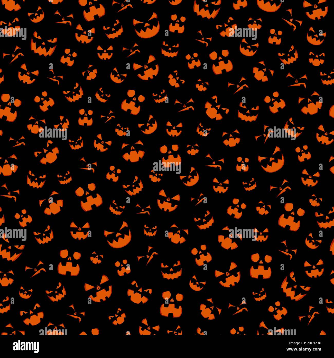 Halloween scary and spooky pumpkin face pattern background, seamless ...