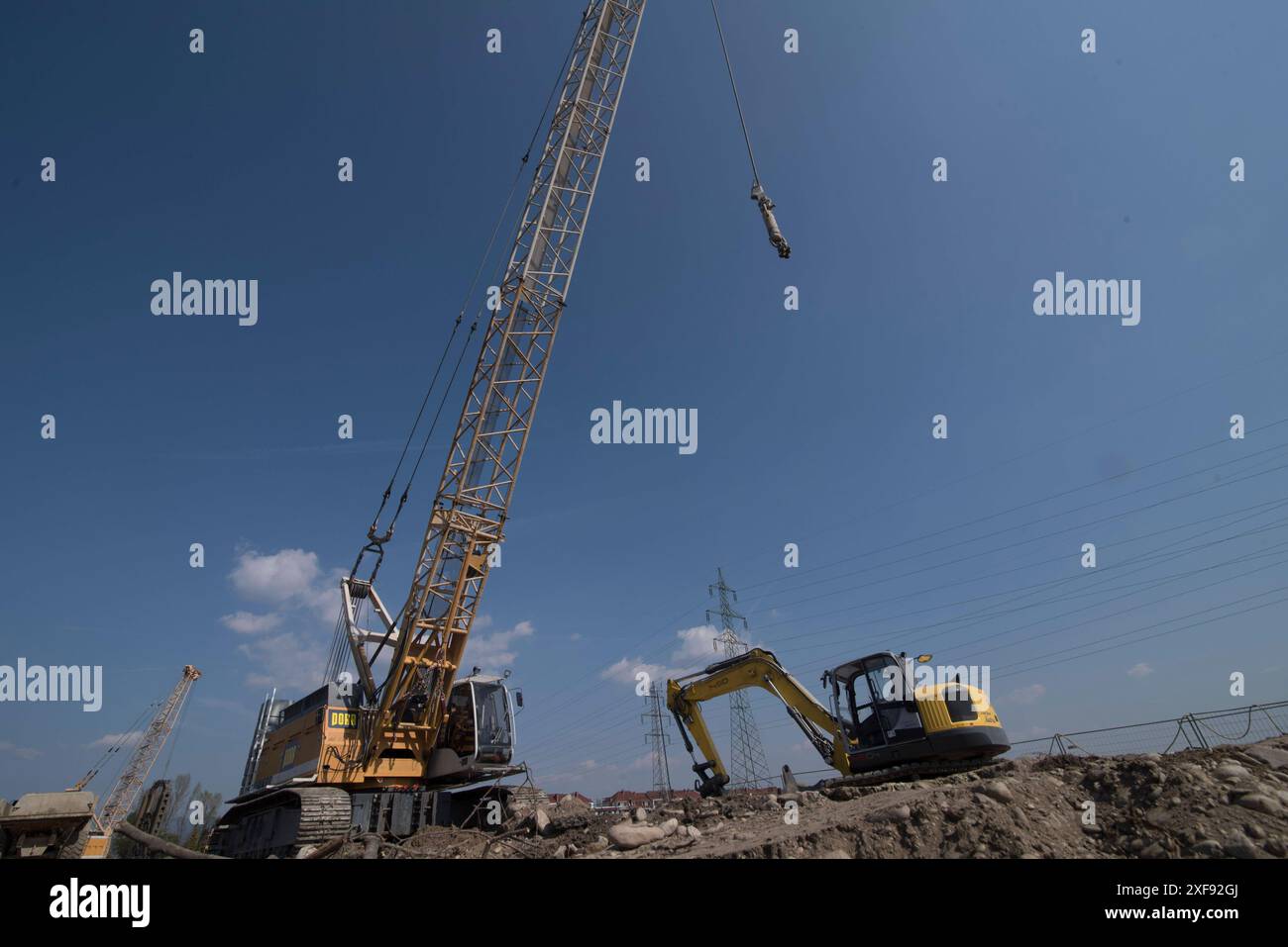 crane vehicle truck in the construction work and road work crane ...