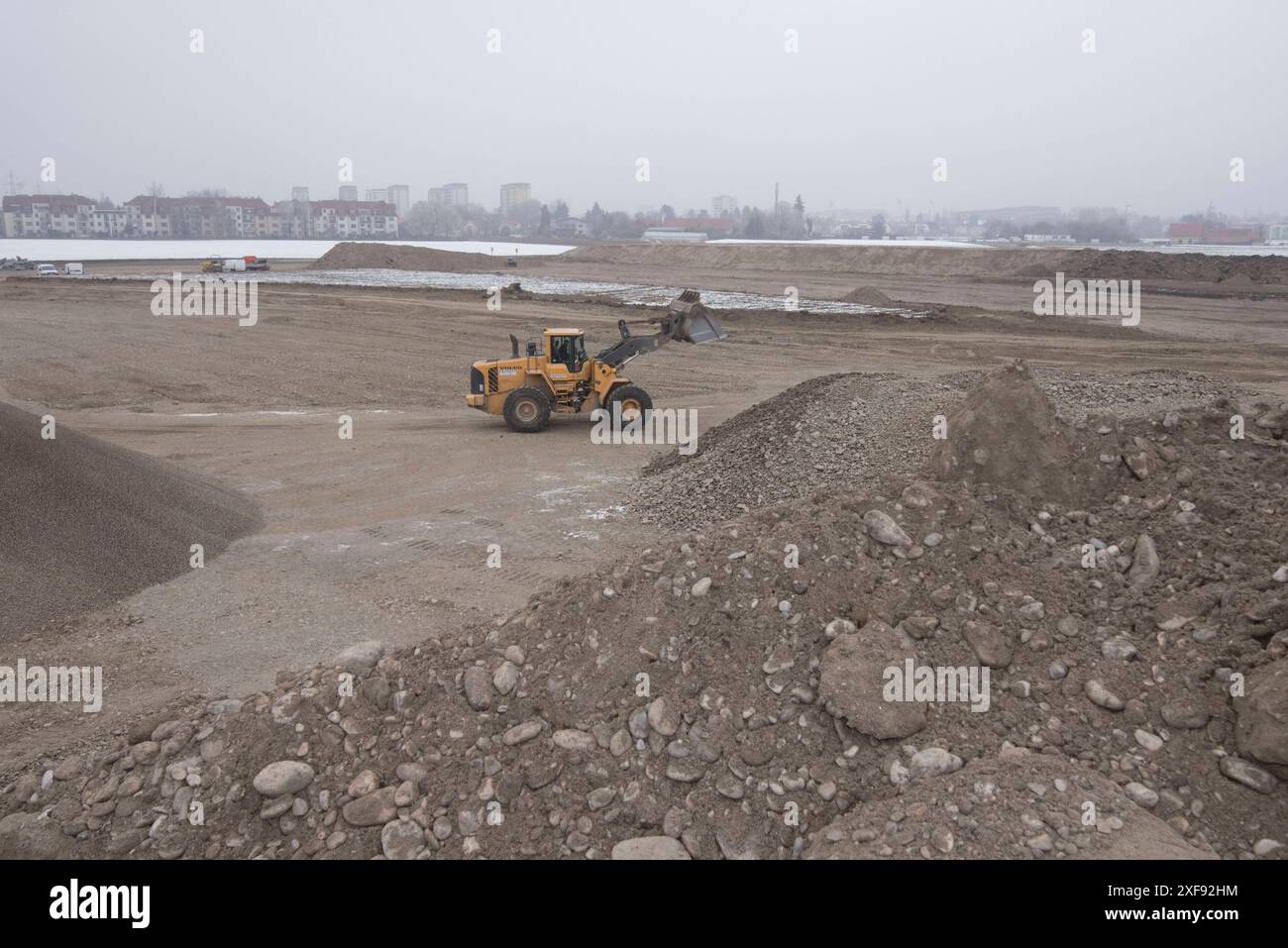 volvo excavator at a construction site, heavy machinery for earthworks ...