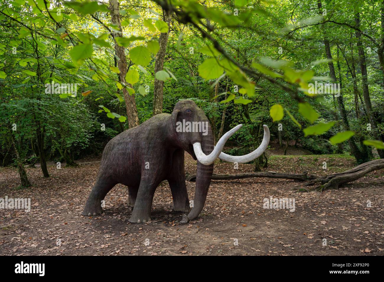 figure of a life-size mammoth, Paleolithic Park of the Cueva del Valle ...