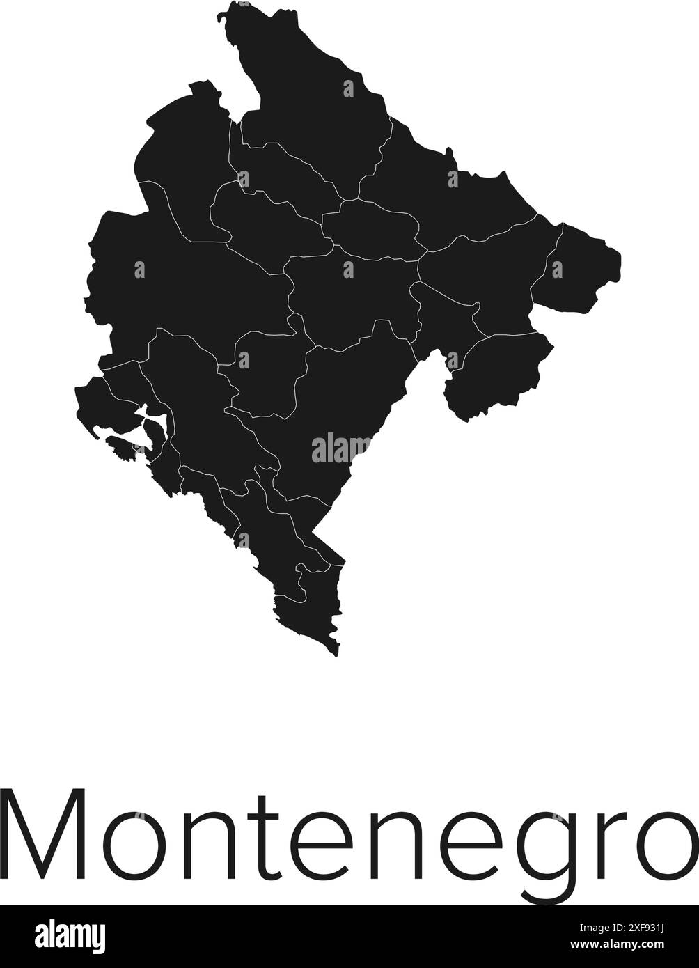 Montenegro Map Vector Illustration Silhouette Outline Montenegro Travel And Tourism Map