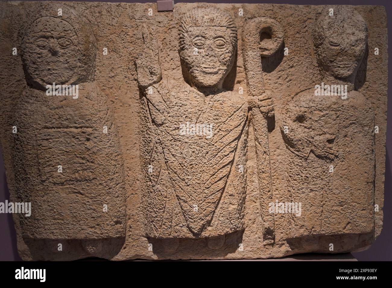 Ziriano sarcophagus, 12th century Romanesque, three clerics in a ...