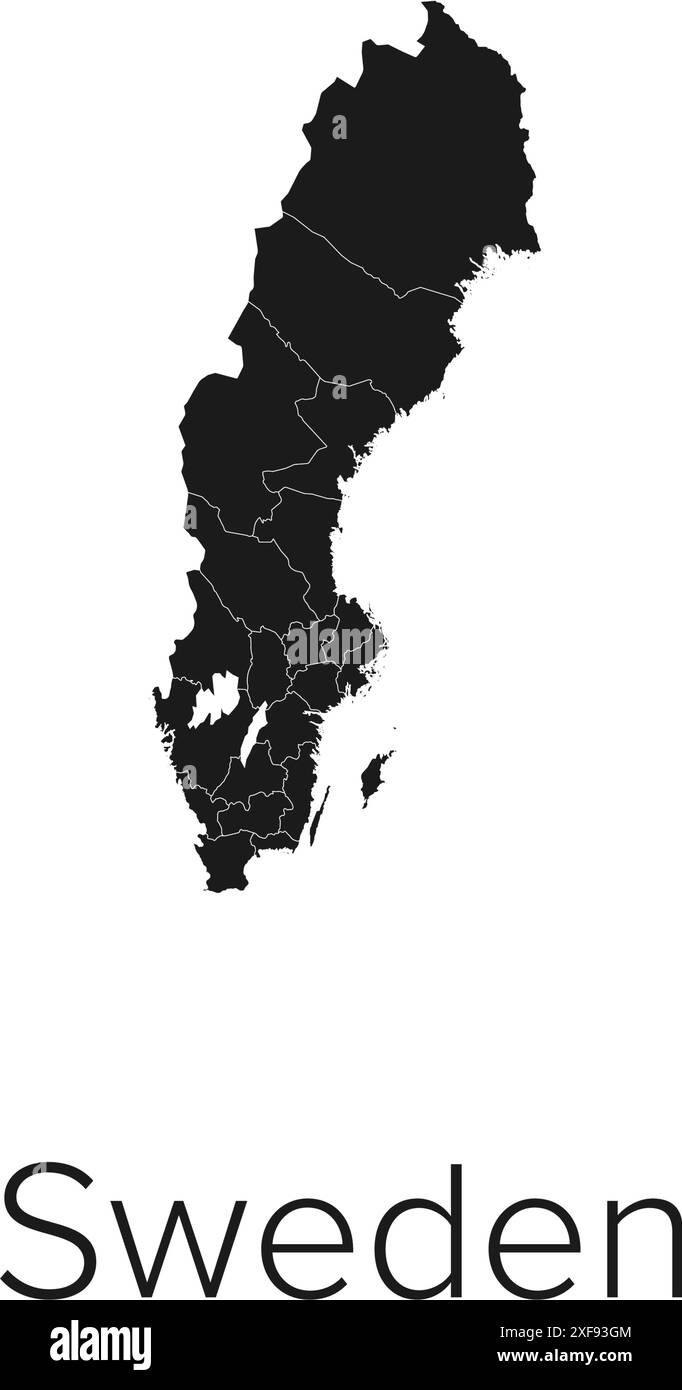 Sweden Map Vector Illustration - Silhouette, Outline, Sweden Travel and ...