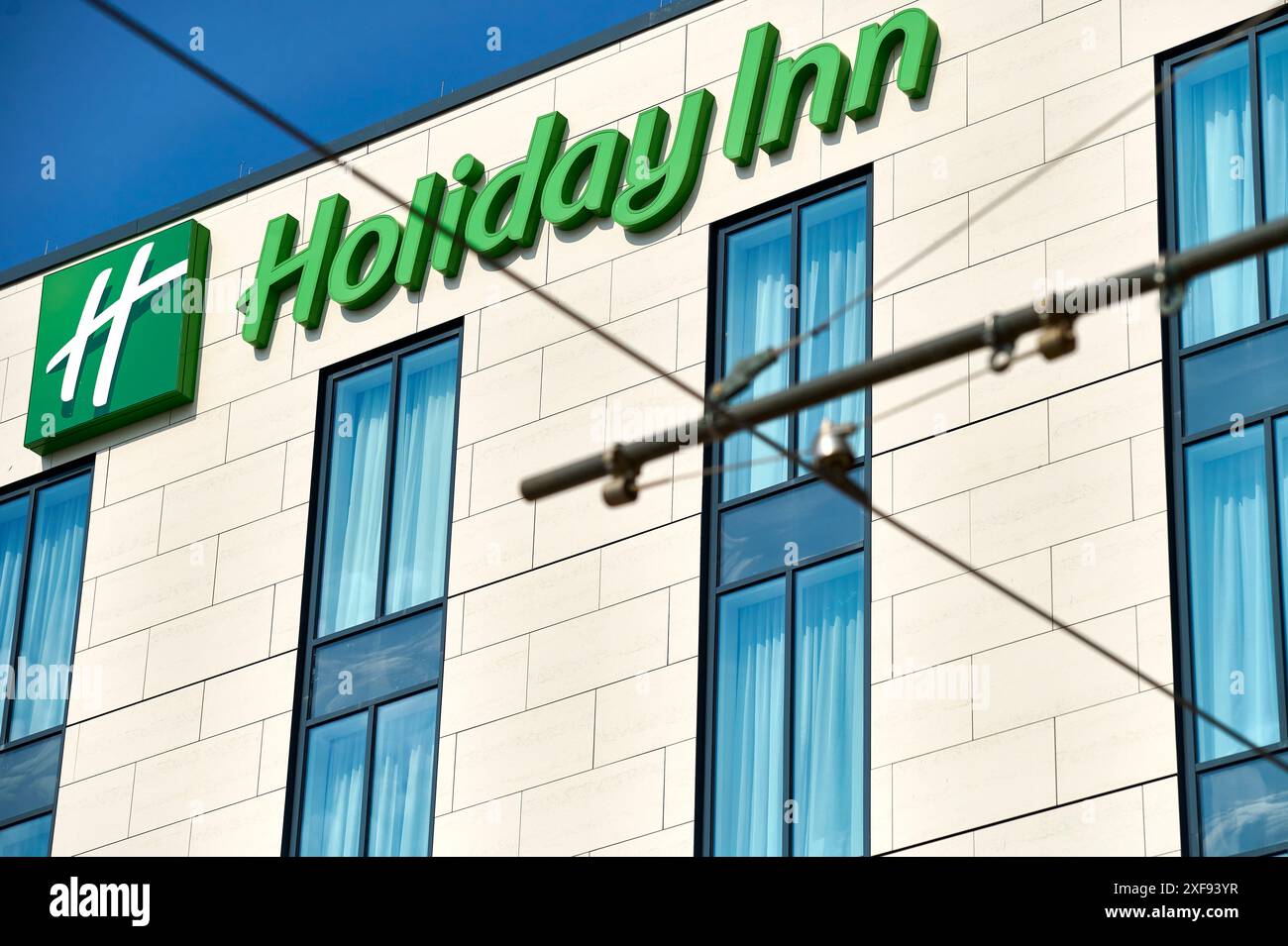 Tram power lines at the new tram interchange at the Holiday Inn ...