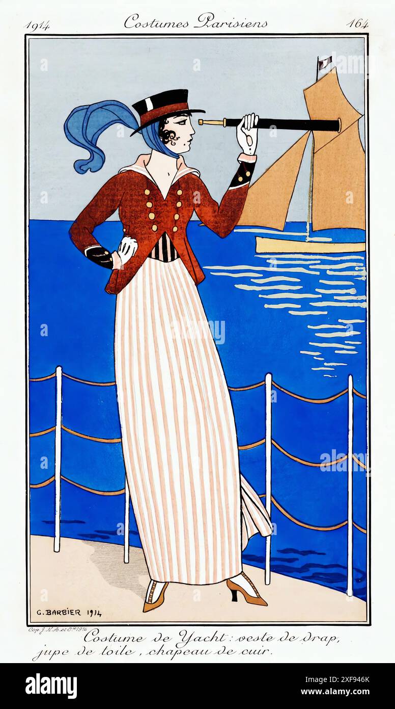 BARBIER George Costumes Parisiens Costume de Yacht 1914 Stock Photo - Alamy