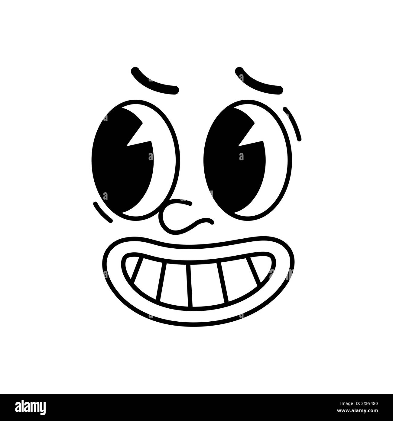 Cartoon funny comic groovy face toothy smile emotion and retro cute ...