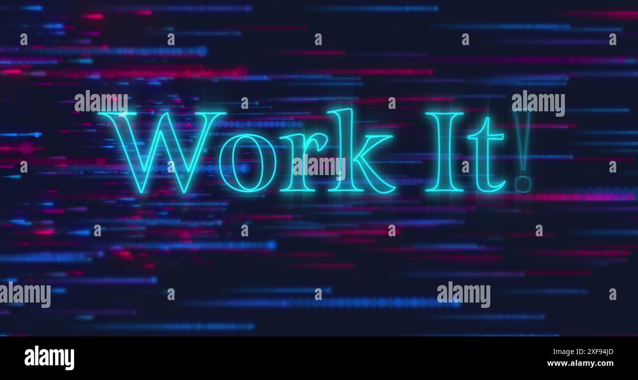 Image of work it text over neon lines on black background Stock Photo ...
