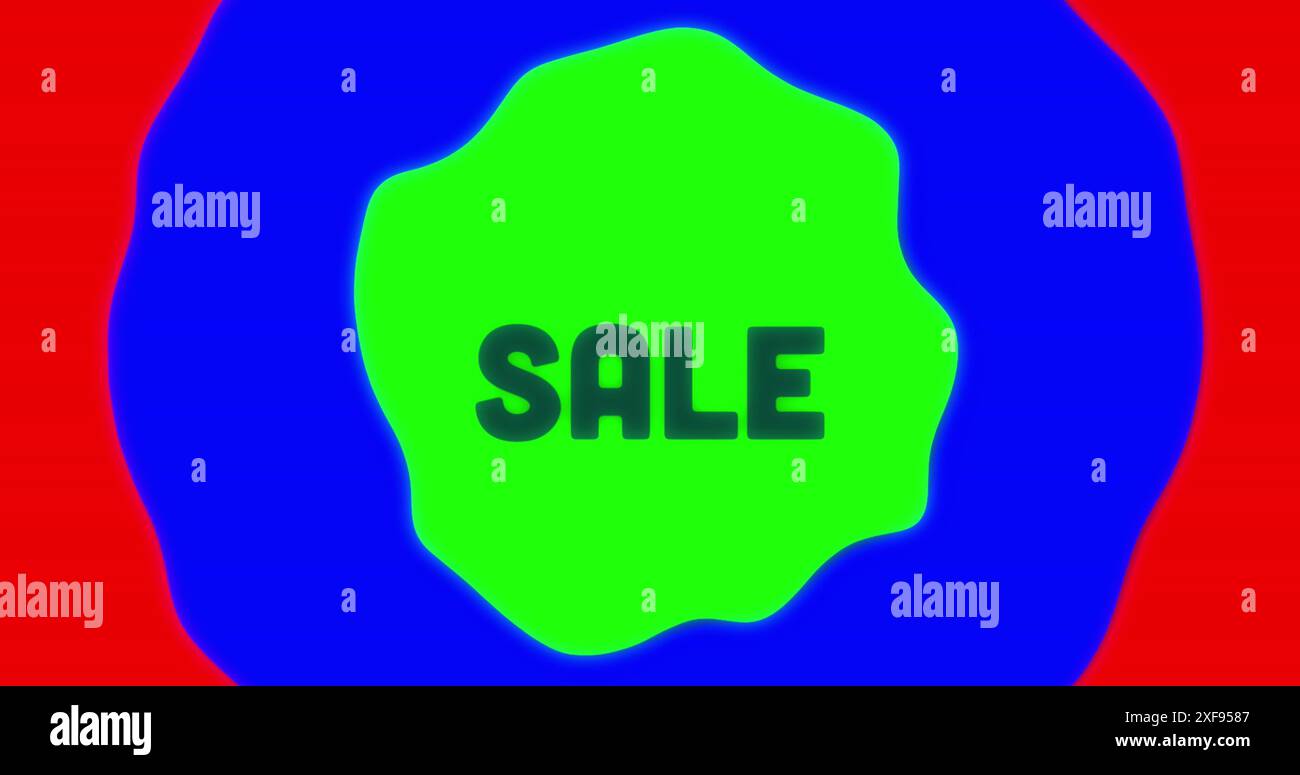 Image of multicolored circular pattern over sale text against gradient ...