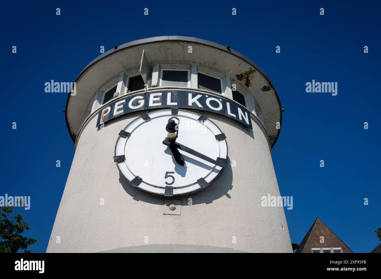 the historical water gauge in Cologne from the 1950s with a mechanical ...
