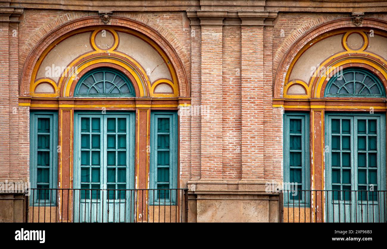 Detail of the windows of the bishop's palace in Murcia, Spain, with its ...