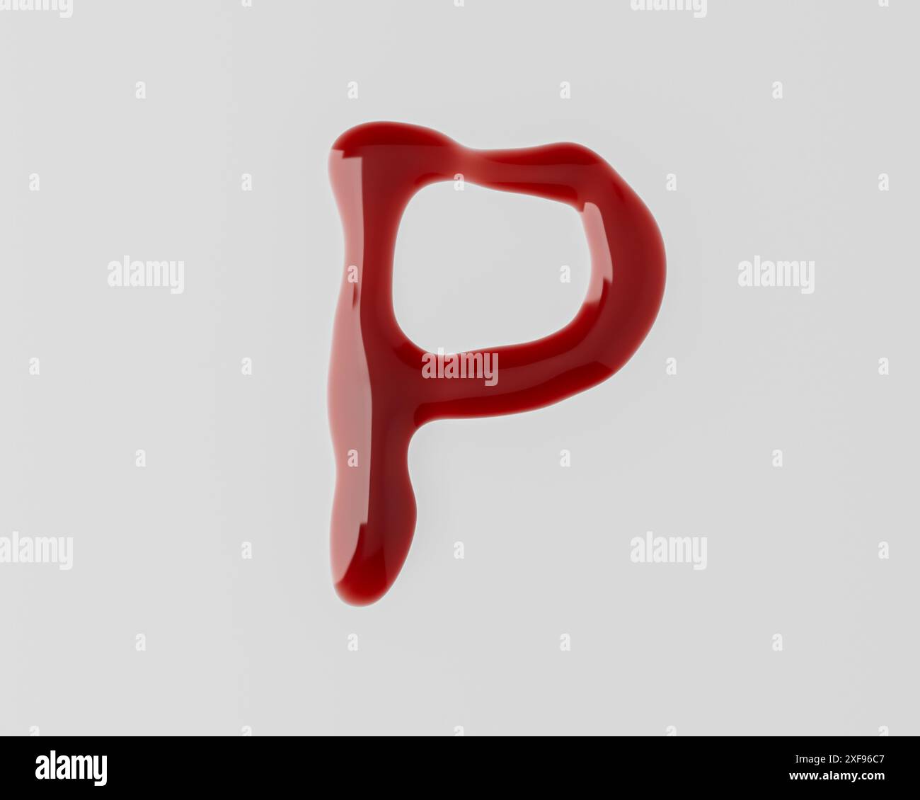 Letters made of red blood like liquid. 3d illustration of red alphabet ...