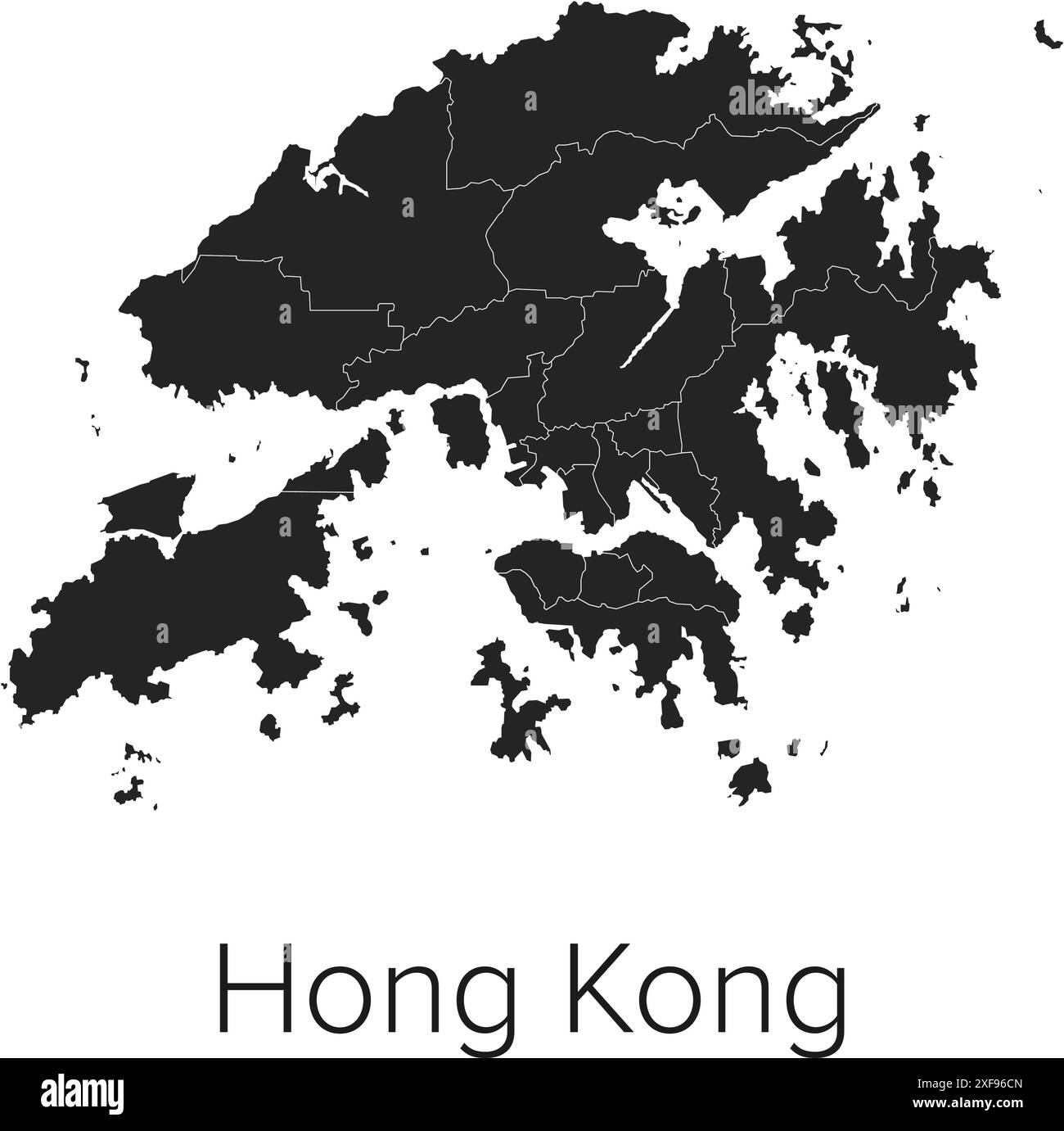 Hong Kong Map Vector Illustration - Silhouette, Outline, Hong Kong ...