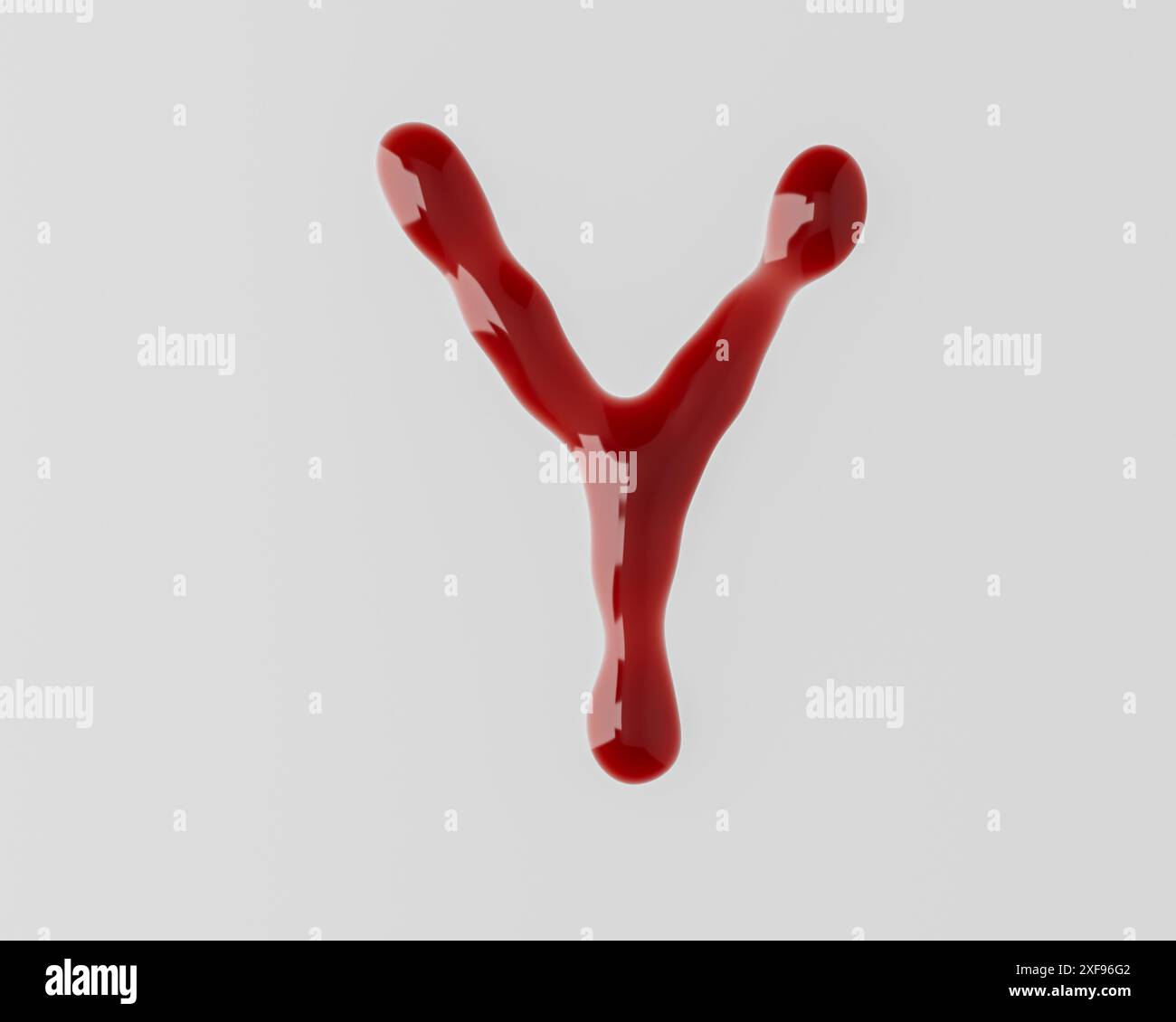 Letters made of red blood like liquid. 3d illustration of red alphabet ...