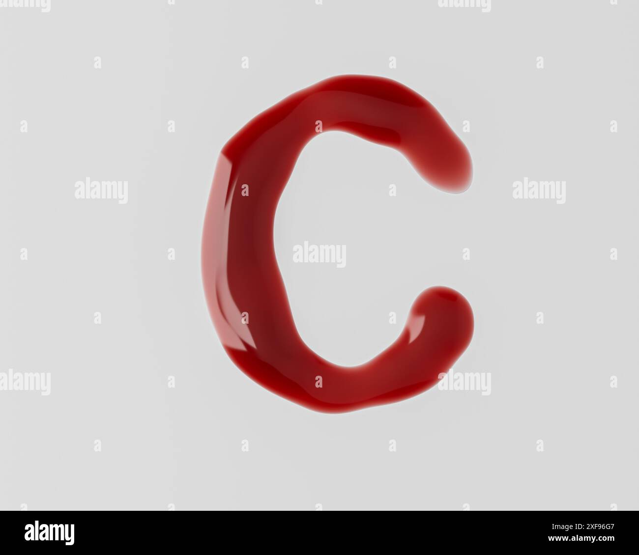 Letters made of red blood like liquid. 3d illustration of red alphabet ...