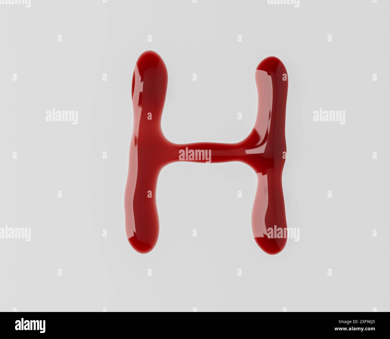 Letters made of red blood like liquid. 3d illustration of red alphabet ...