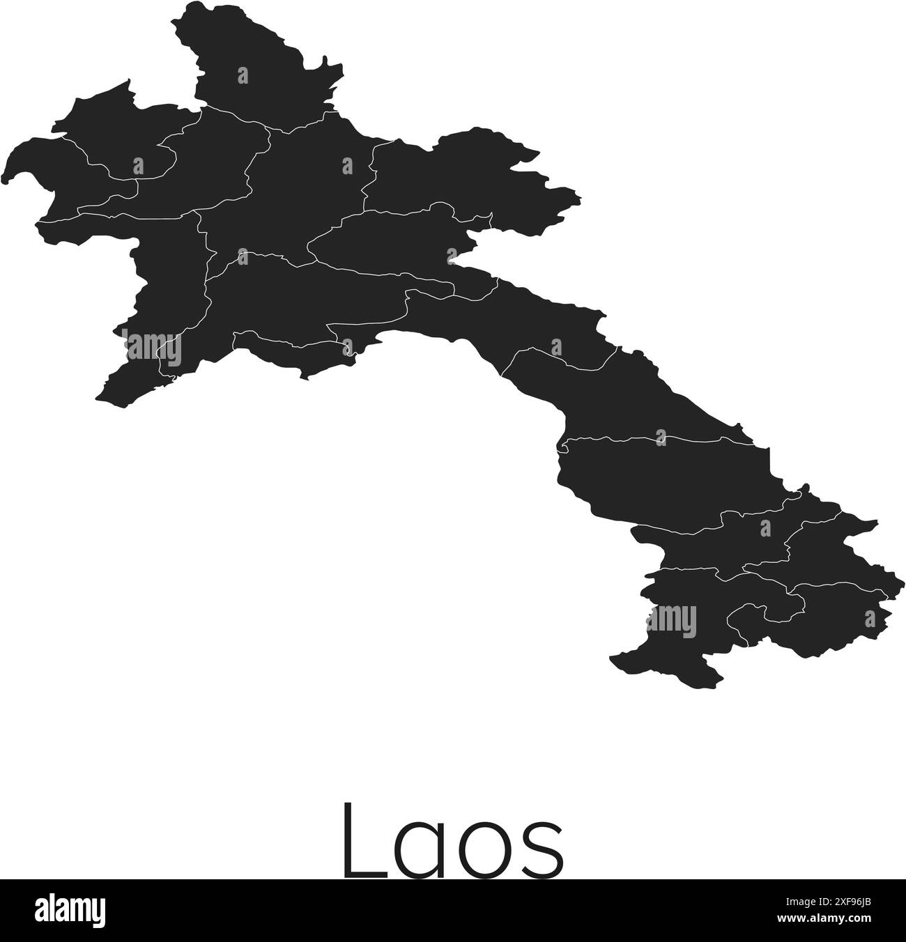 Laos Map Vector Illustration - Silhouette, Outline, Laos Travel and ...