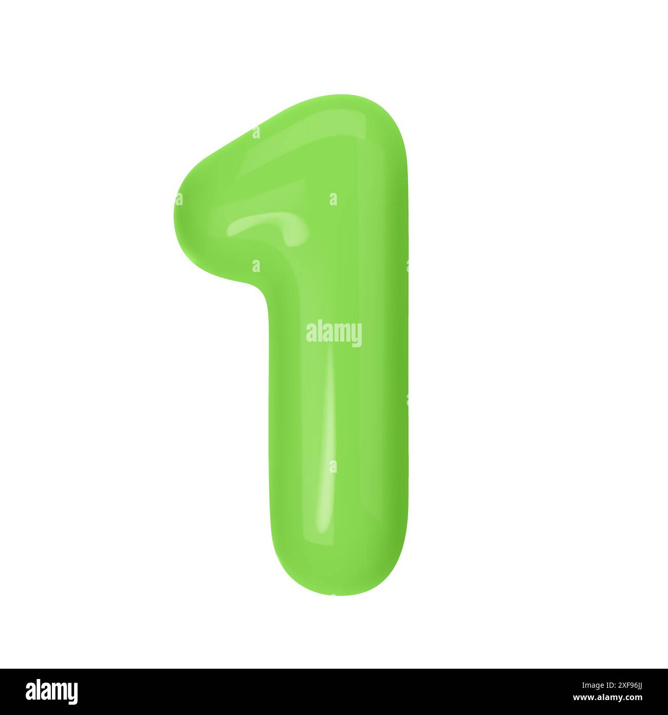 Numeral 1 - Green Plastic Balloon Number one Isolated on White ...
