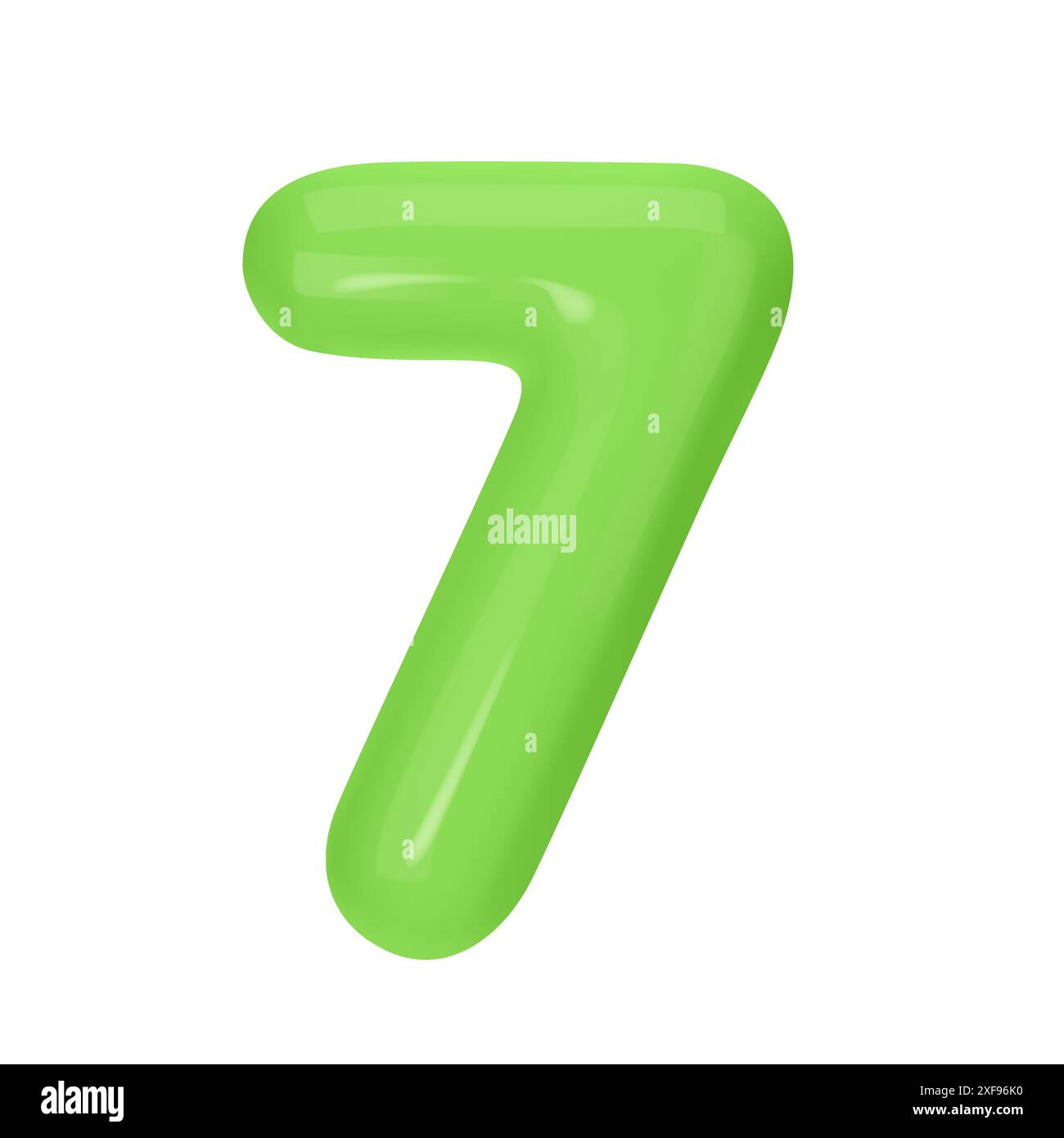Numeral 7 - Green Plastic Balloon Number seven Isolated on White ...