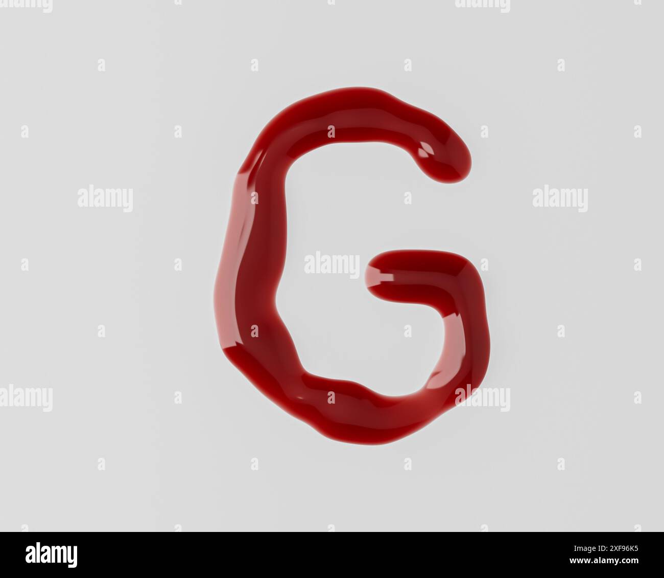 Letters made of red blood like liquid. 3d illustration of red alphabet ...