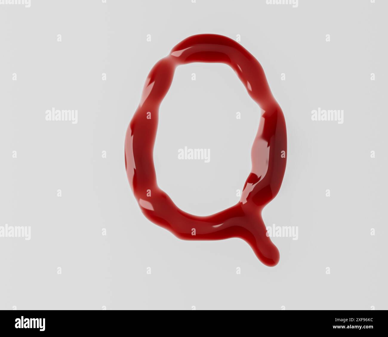 Letters made of red blood like liquid. 3d illustration of red alphabet ...
