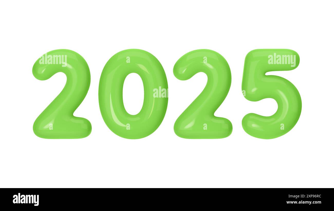 Happy New Year 2025 - 3D Render with Vibrant green Balloons. Vector ...