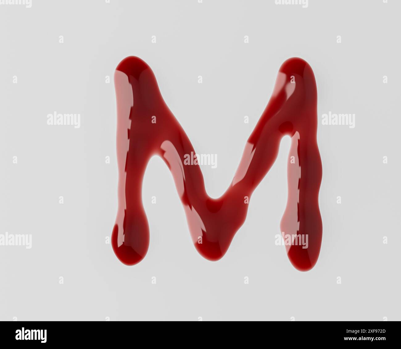 Letters made of red blood like liquid. 3d illustration of red alphabet ...