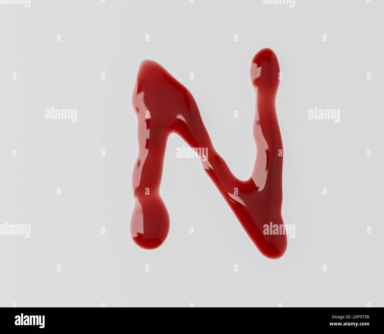 Letters made of red blood like liquid. 3d illustration of red alphabet ...
