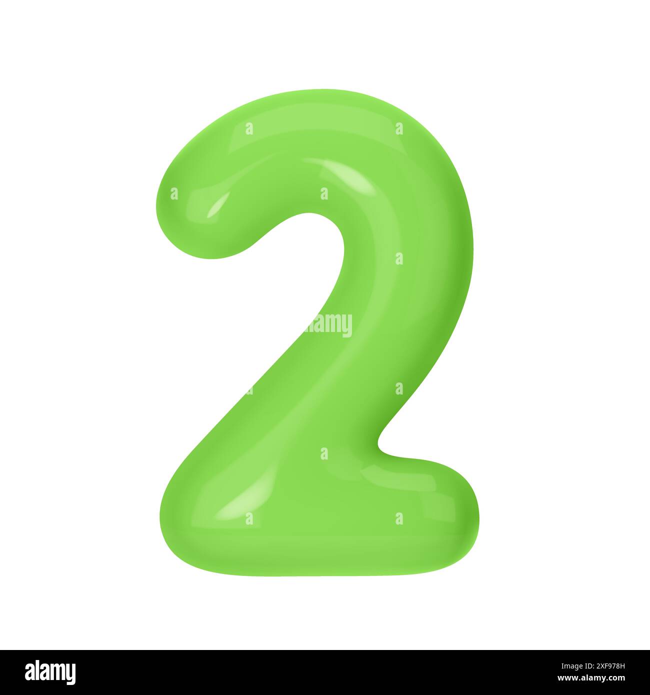 Numeral 2 - Green Plastic Balloon Number two Isolated on White ...