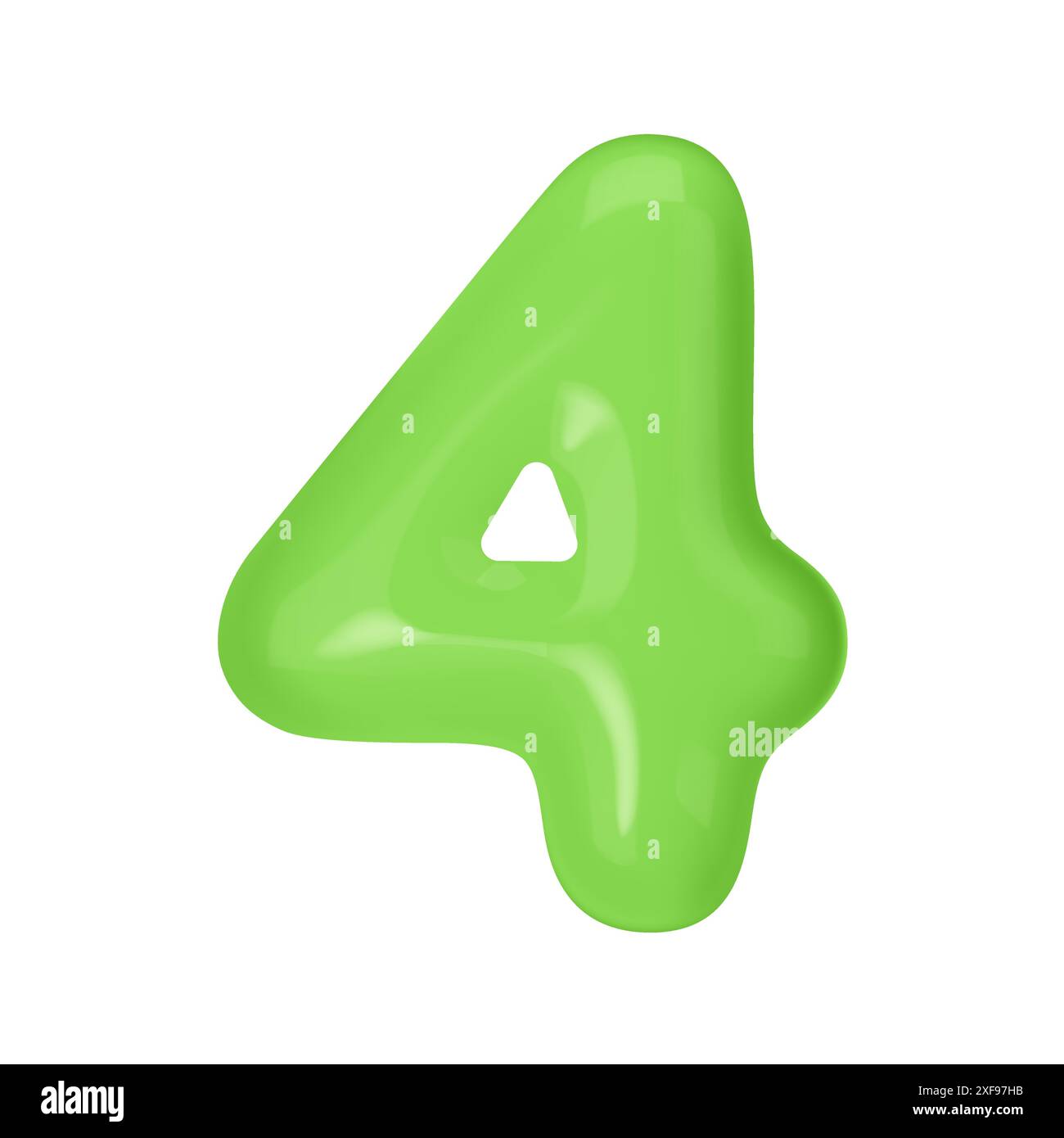Numeral 4 - Green Plastic Balloon Number four Isolated on White ...