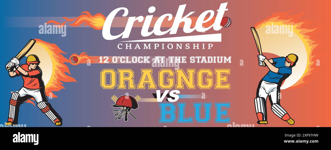 cricket banner template dynamic cartoon design Stock Vector Image & Art ...