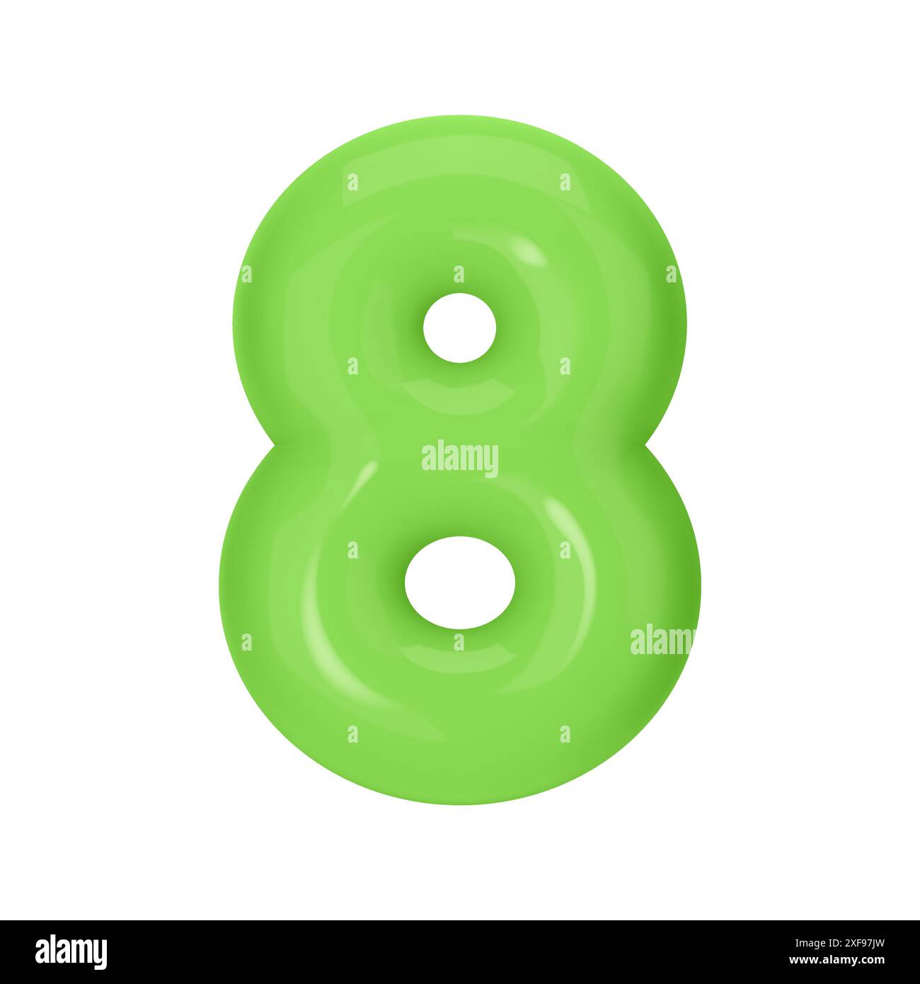 Numeral 8 - Green Plastic Balloon Number eight Isolated on White ...