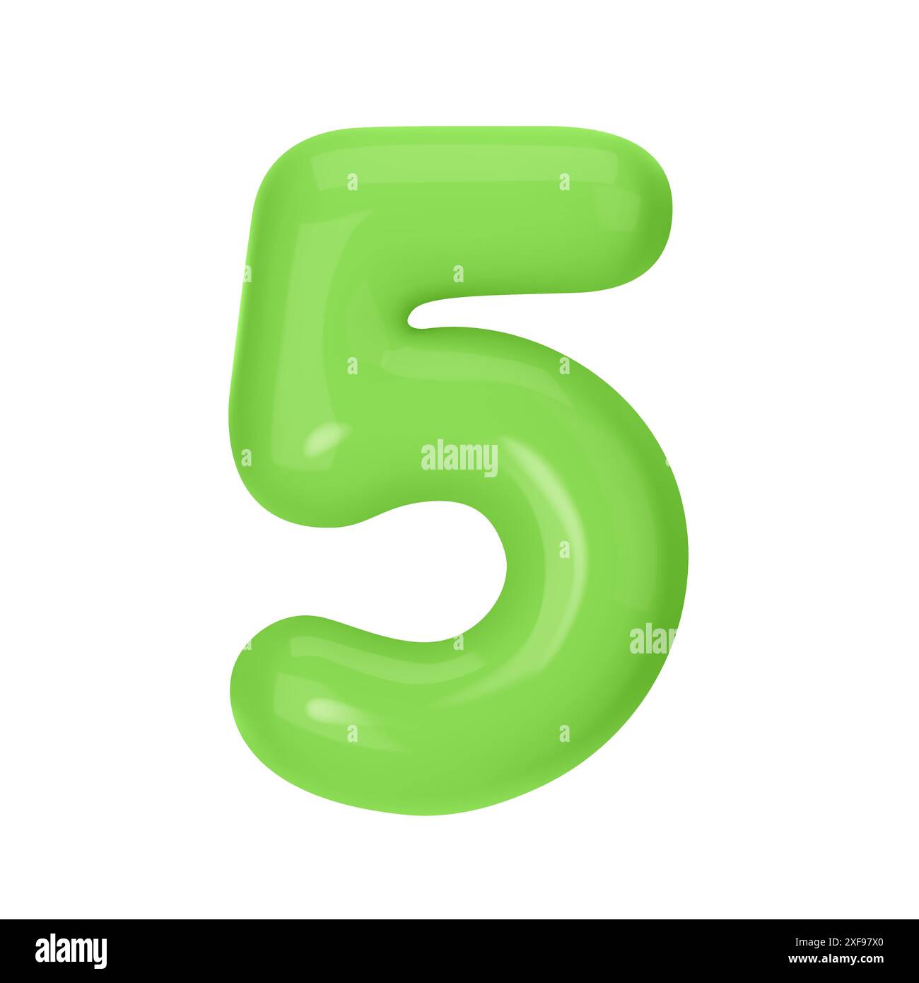 Numeral 5 - Green Plastic Balloon Number five Isolated on White ...