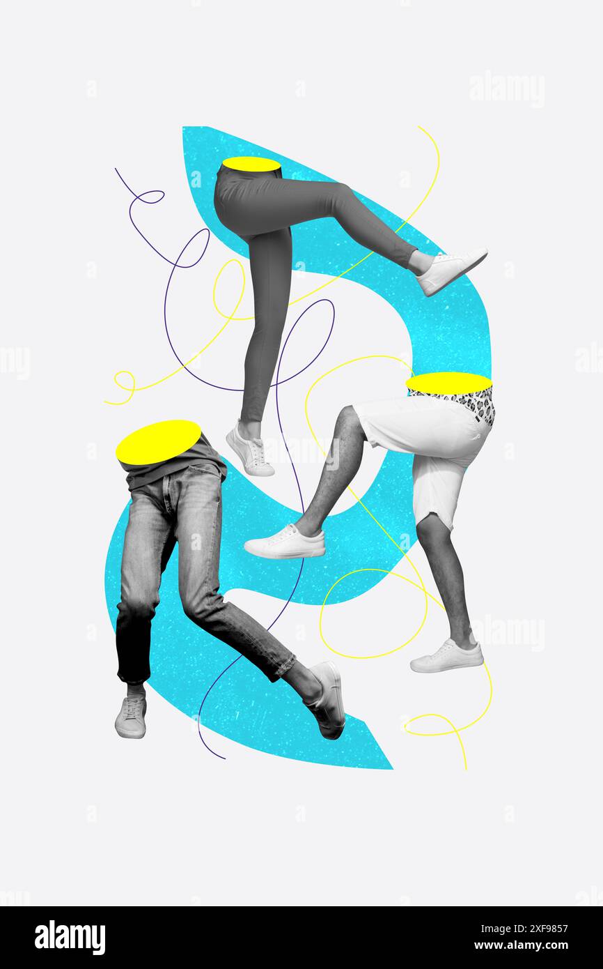 Creative drawing collage picture of dancing legs party people without ...