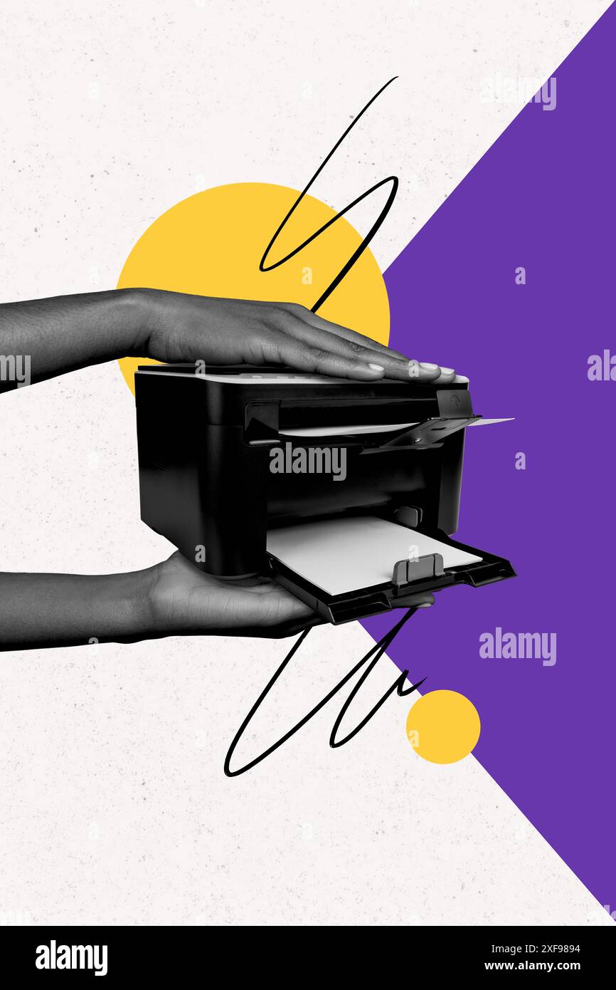 Trend artwork composite sketch image photo collage of workspace office ...