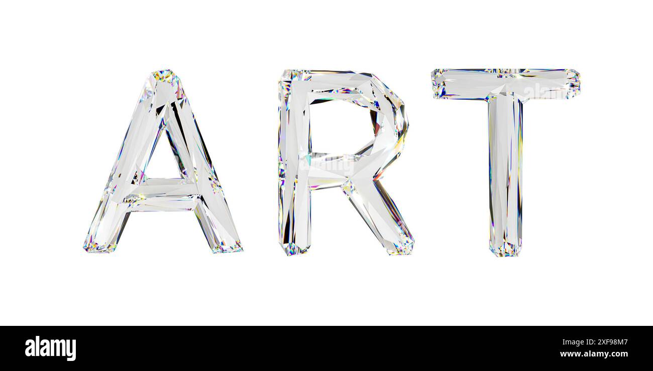 Art word arranged by letters made of natural transparent diamond-like ...