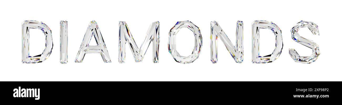 Diamonds word arranged by letters made of natural transparent diamond ...