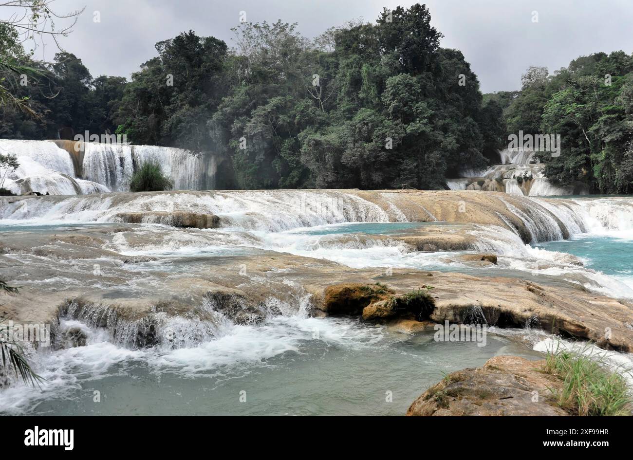 Turquoise-coloured water at the Cataratas de Agua Azul, Waterfalls of ...