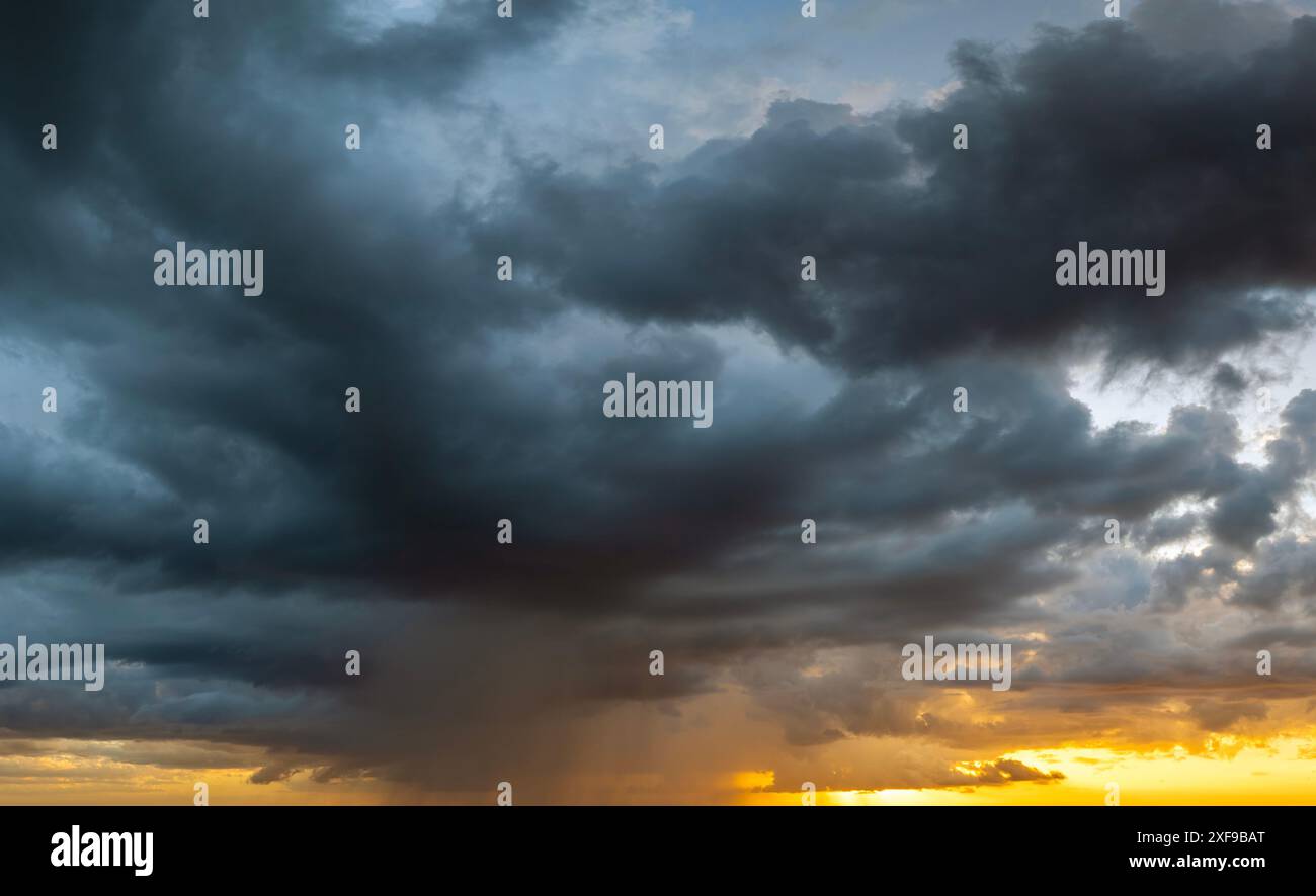 Heavy rainfall during summer thunderstorm in Florida at sunset Stock ...