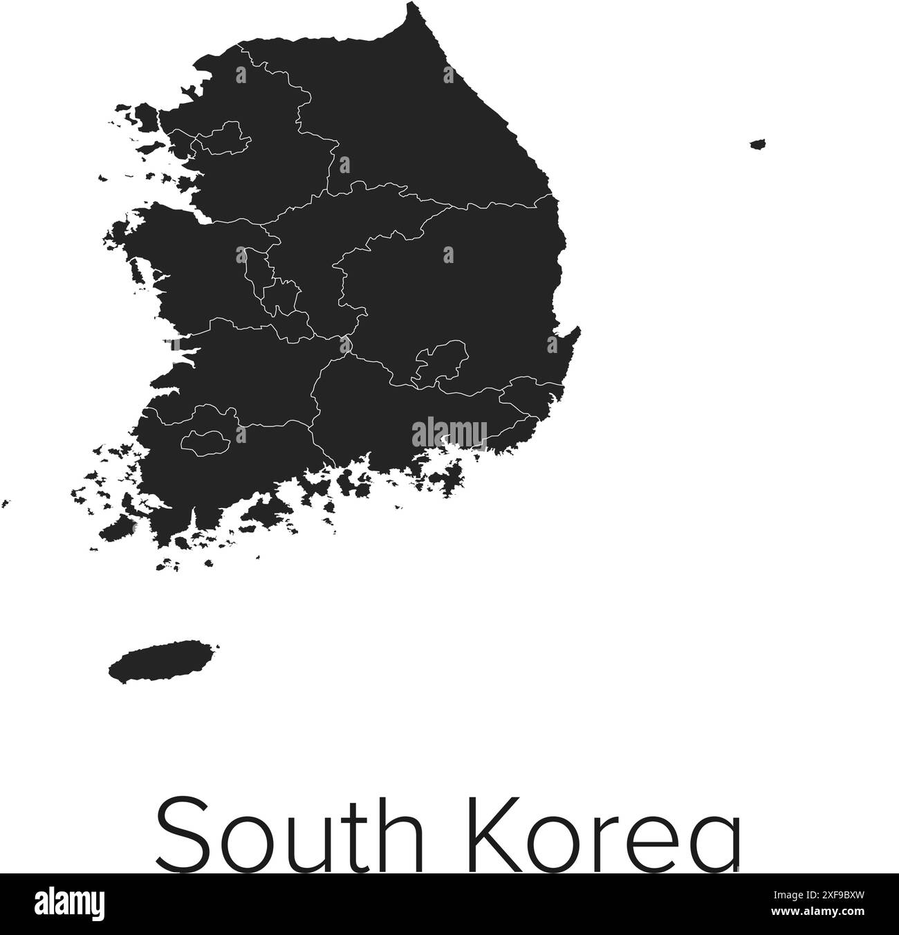 South Korea Map Vector Illustration - Silhouette, Outline, South Korea ...