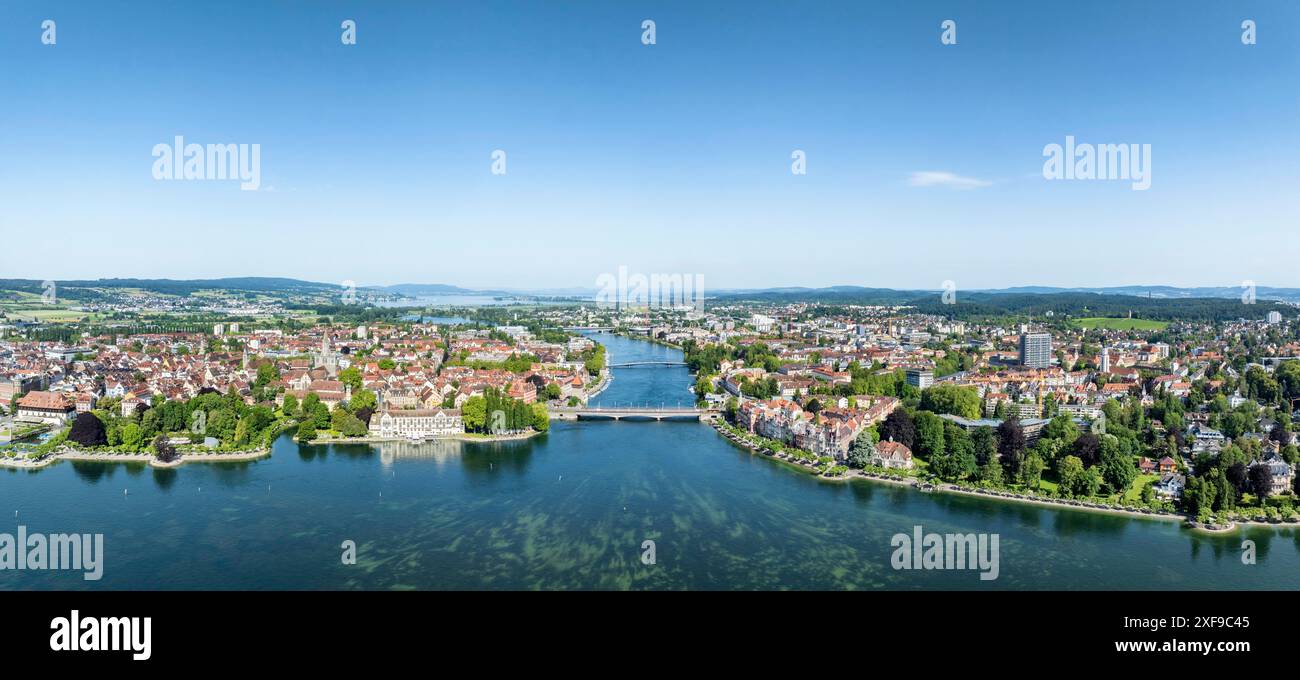 Aerial view of Lake Constance and the Seerhein, also Rhine funnel with ...