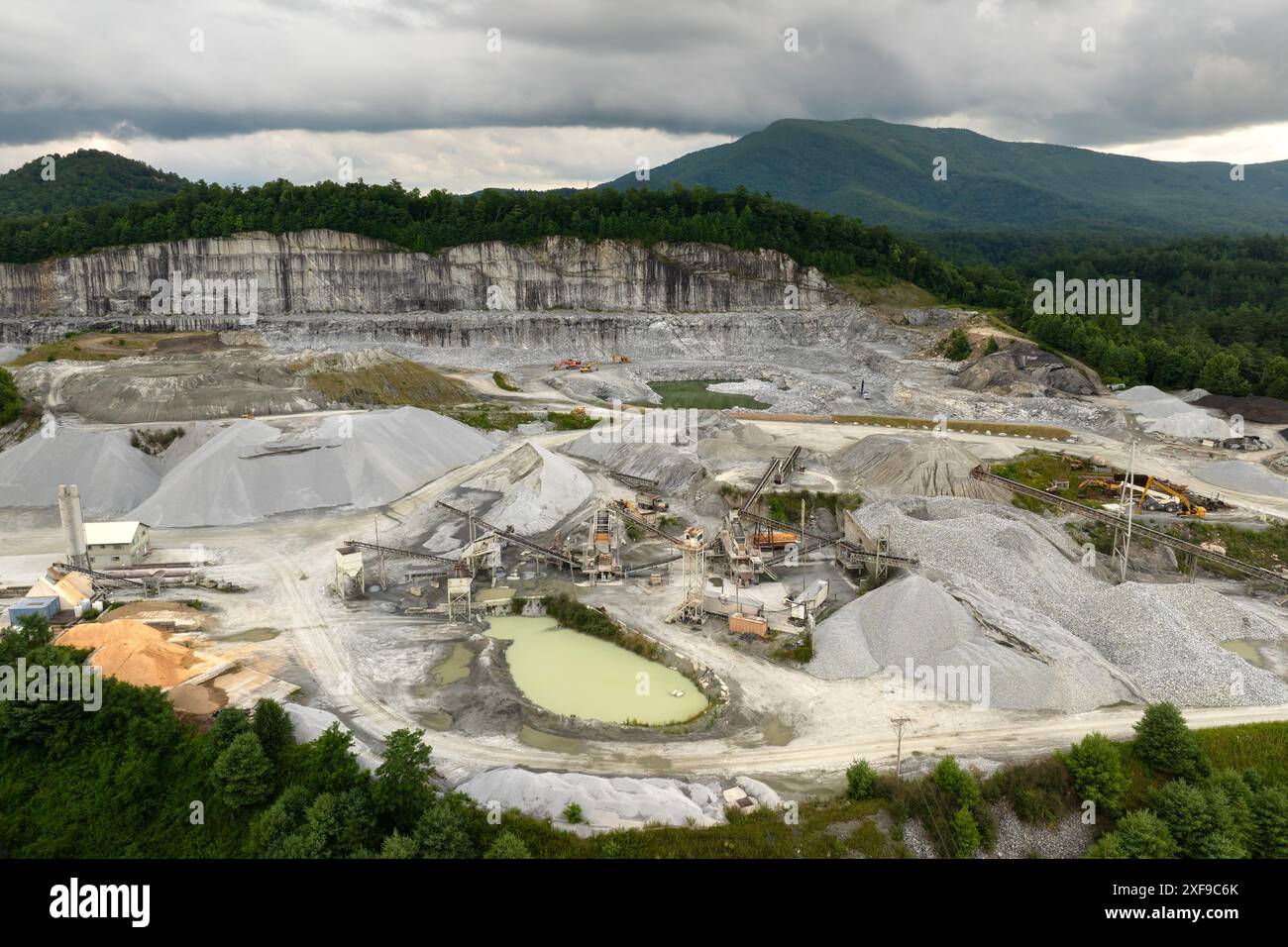Limestone quarry at industrial open-pit mining site In North Carolina ...