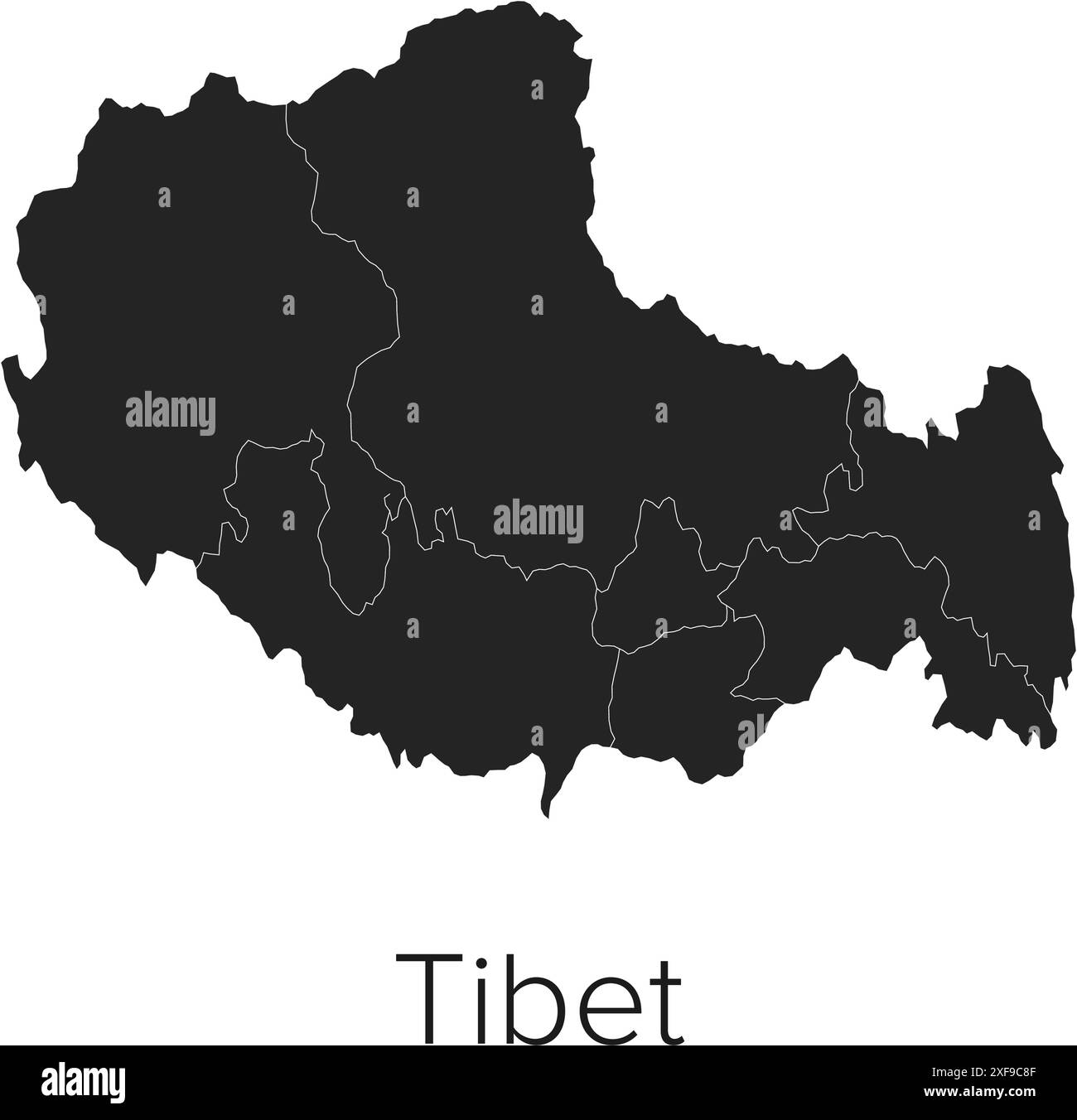 Tibet silhouette map Black and White Stock Photos & Images - Alamy