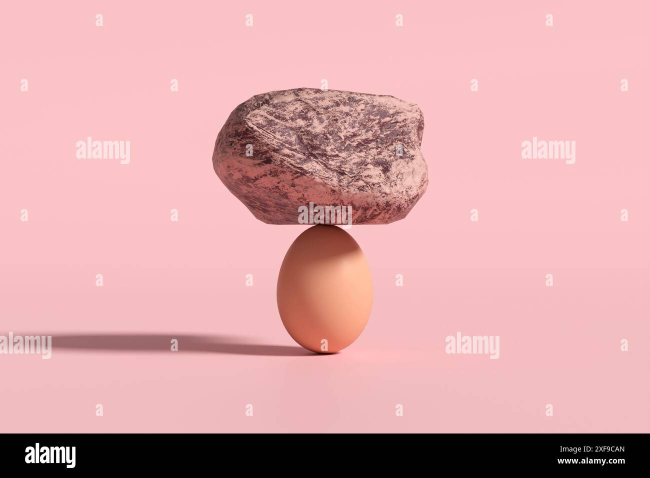 Large rock is precariously balancing on top of a fragile egg ...