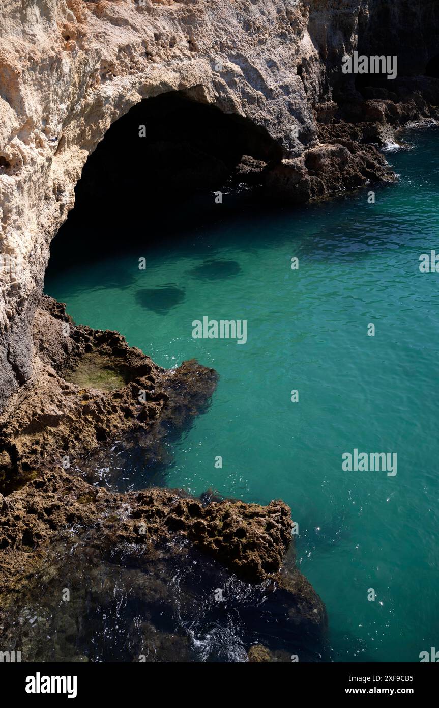 Algar Seco rock formation, coloured rocks and underground caves, caves, shell limestone ...