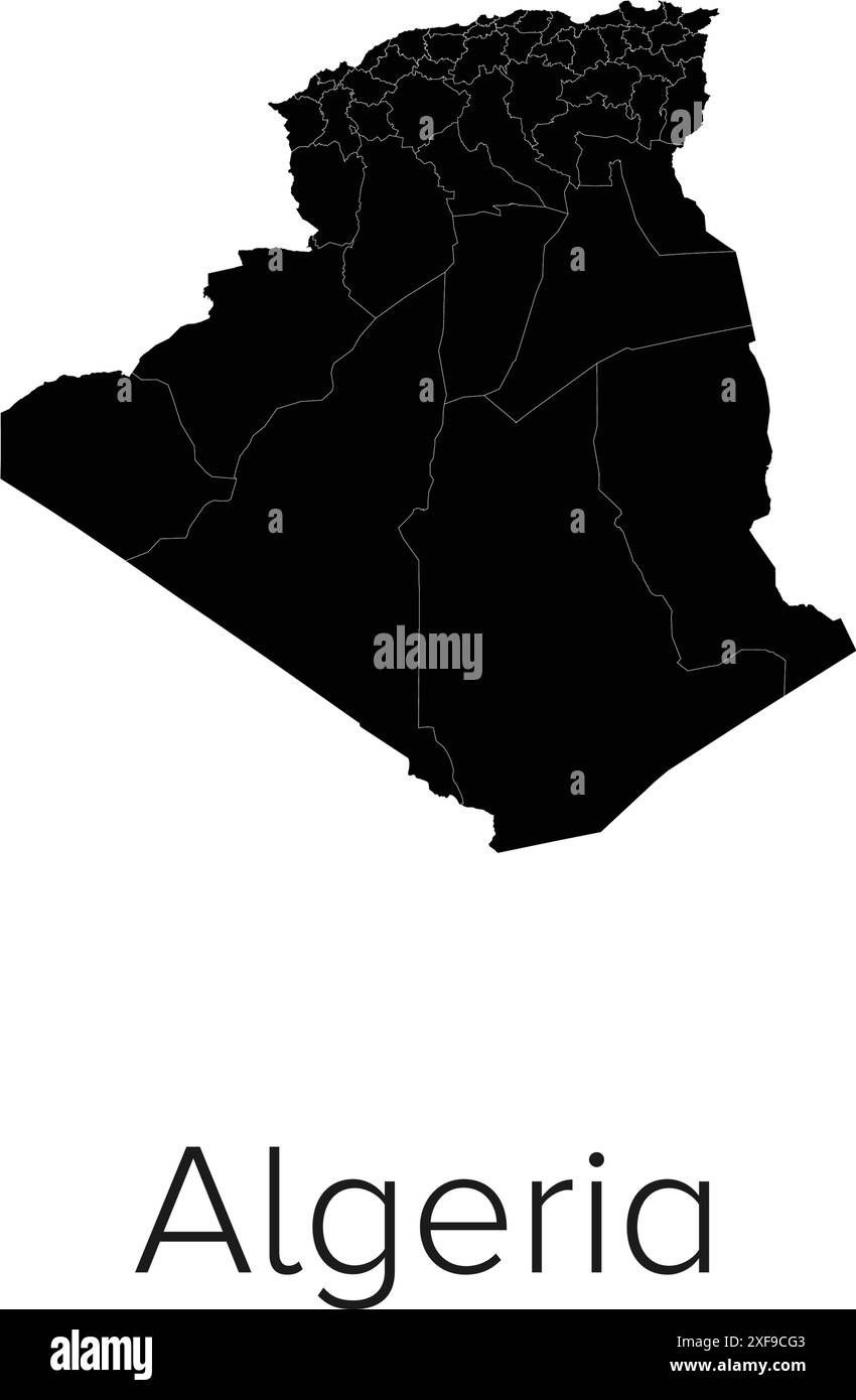 Algeria Map Vector Illustration - Silhouette, Outline, Algeria Travel ...