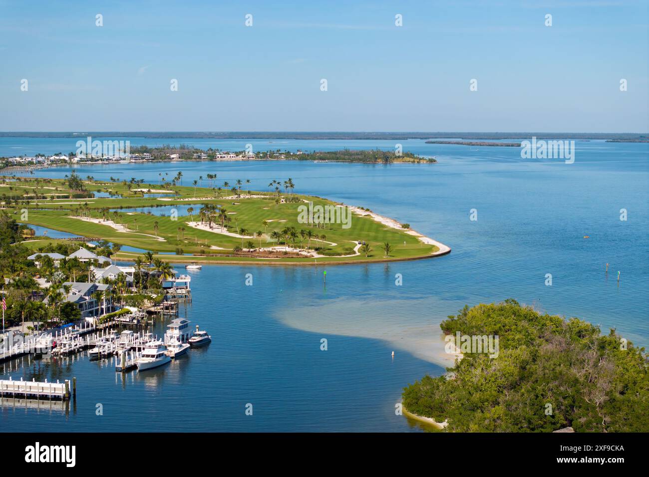 Oceanfront golf course in sunny Florida. Outdoor sport grounds with ...