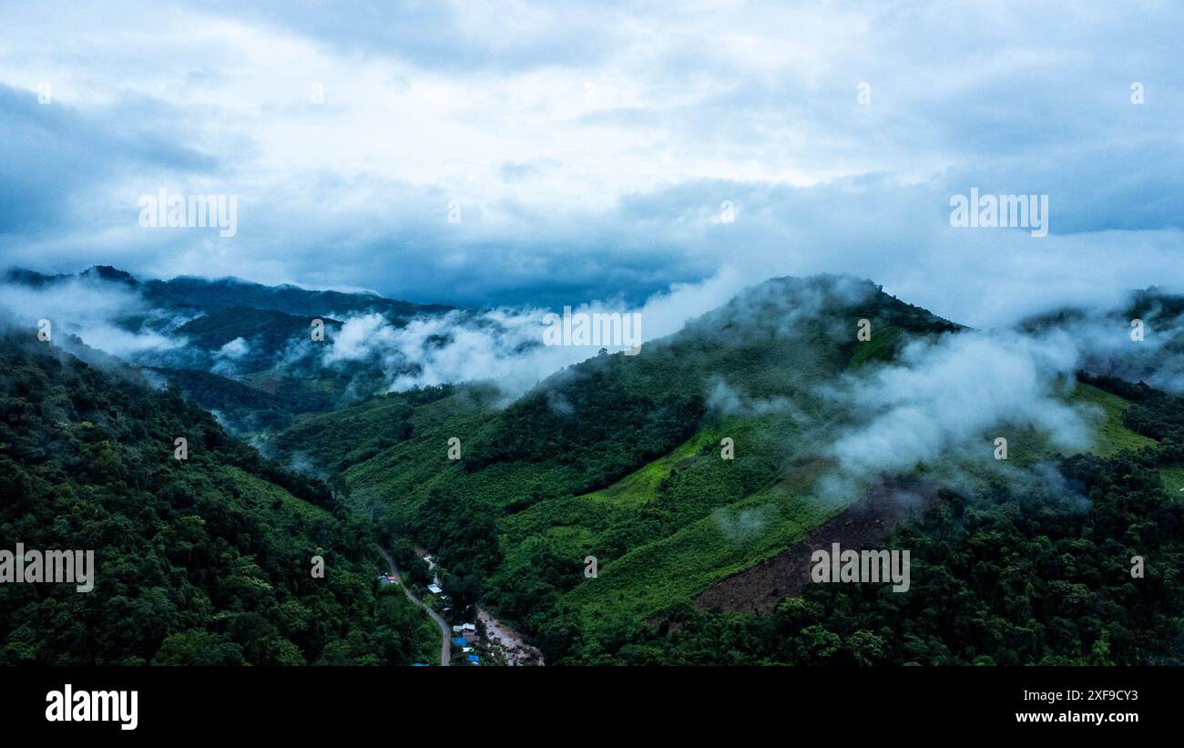 Aerial view of the beautiful Sapan village scenery, a small village in ...