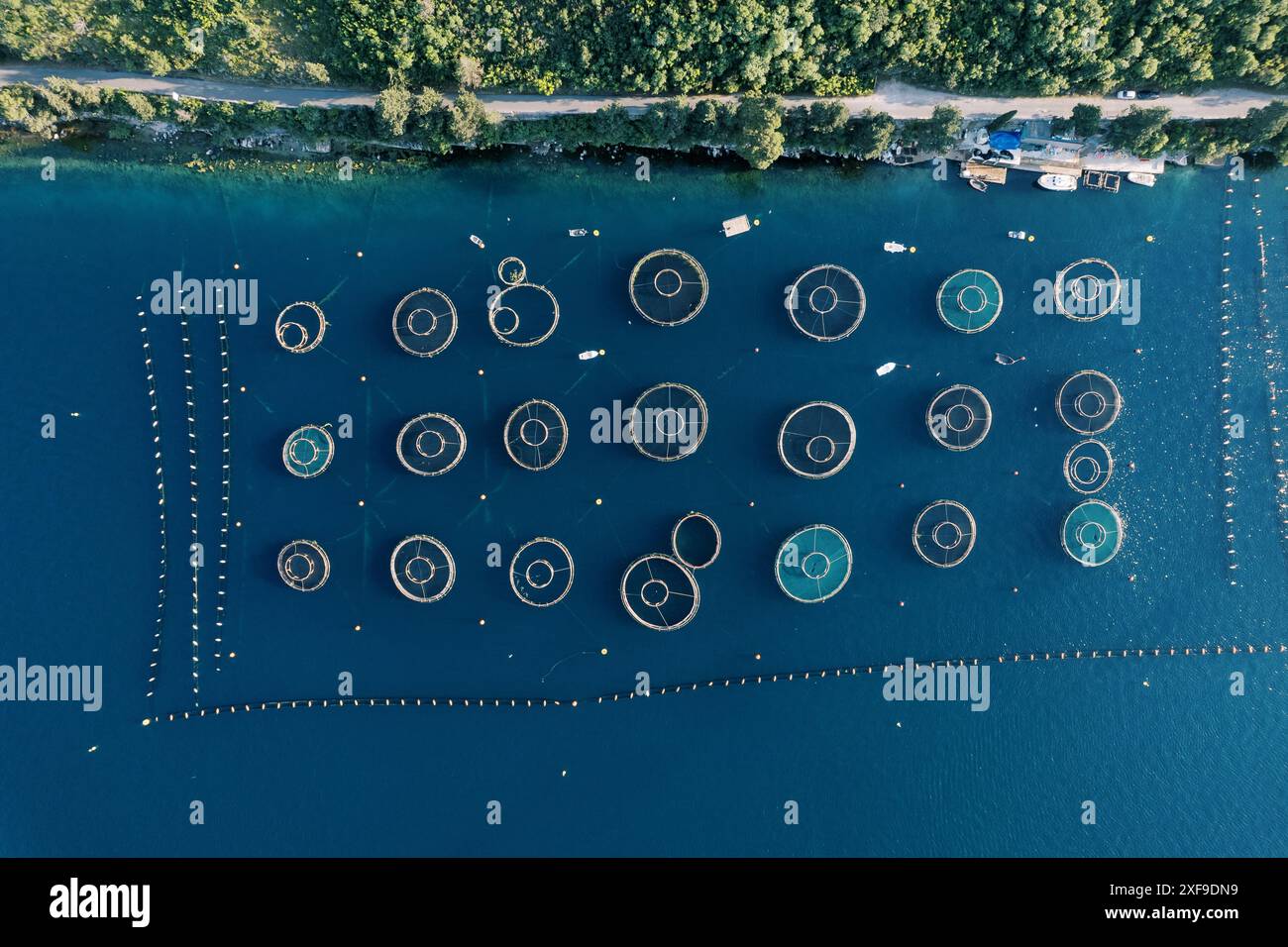 Aerial view fish farm near hi-res stock photography and images - Alamy