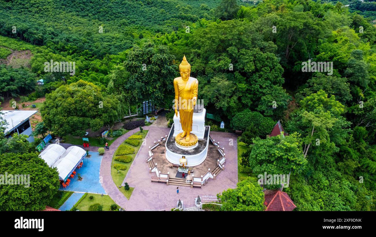 Aerial view of the Pra Yai Phu Khok Ngio or Chiang Khan Skywalk, Loei Province's newest landmark ...